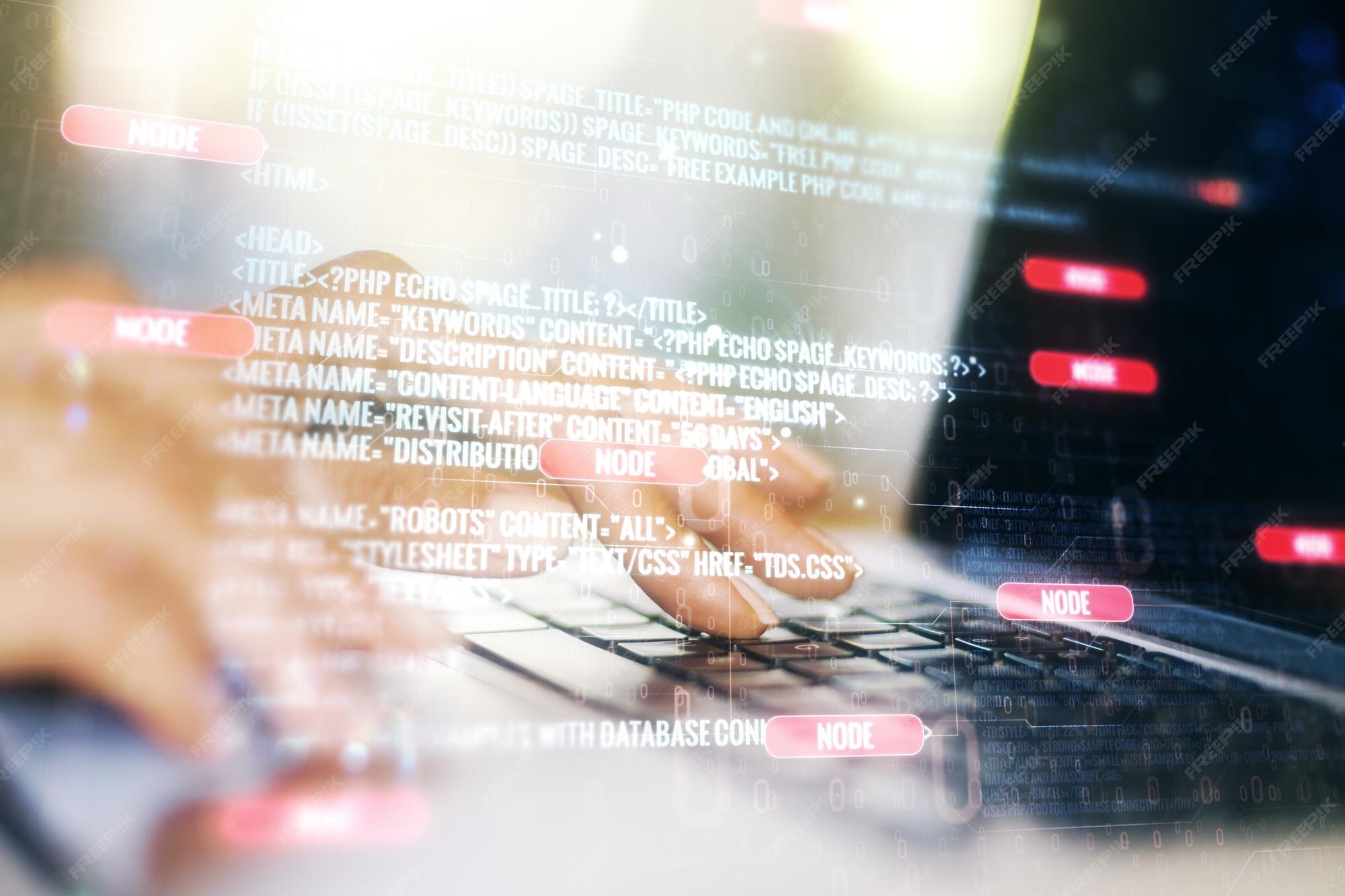 Premium Photo | Multi exposure of abstract programming language ...