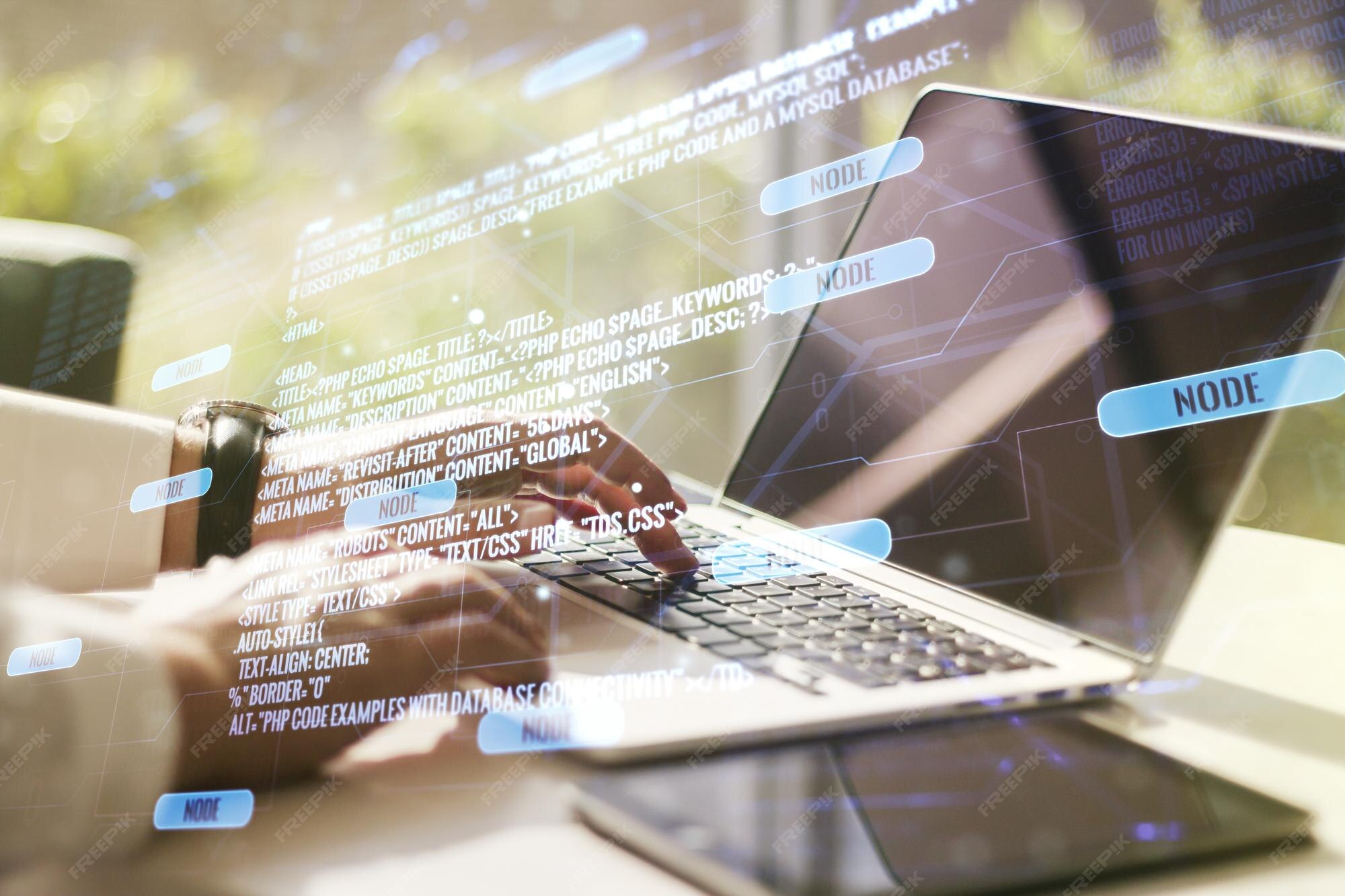 Premium Photo | Multi exposure of abstract programming language ...