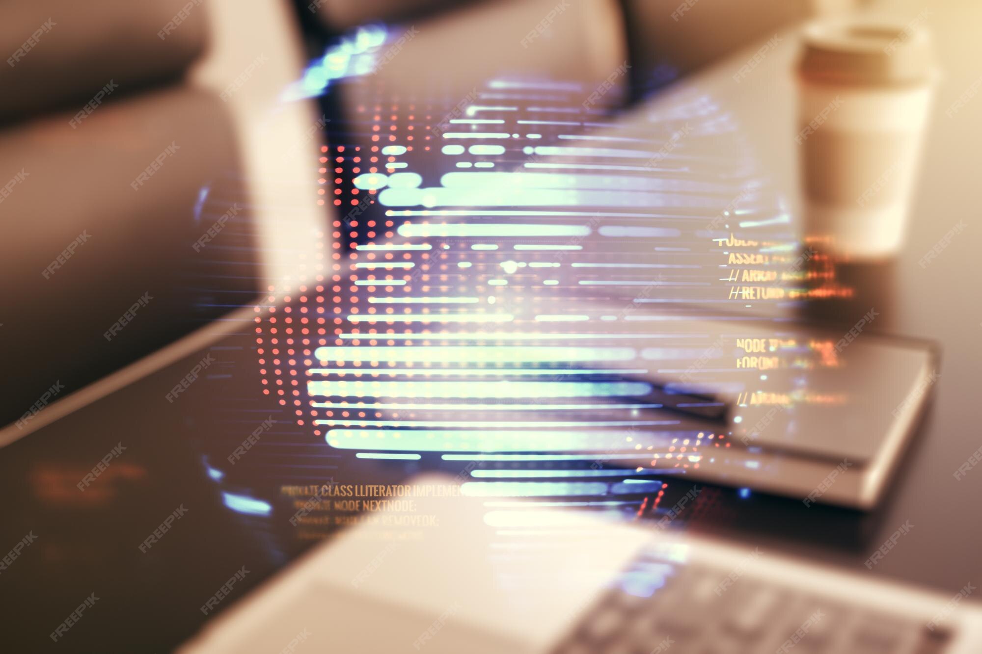 Premium Photo | Multi exposure of abstract programming language ...