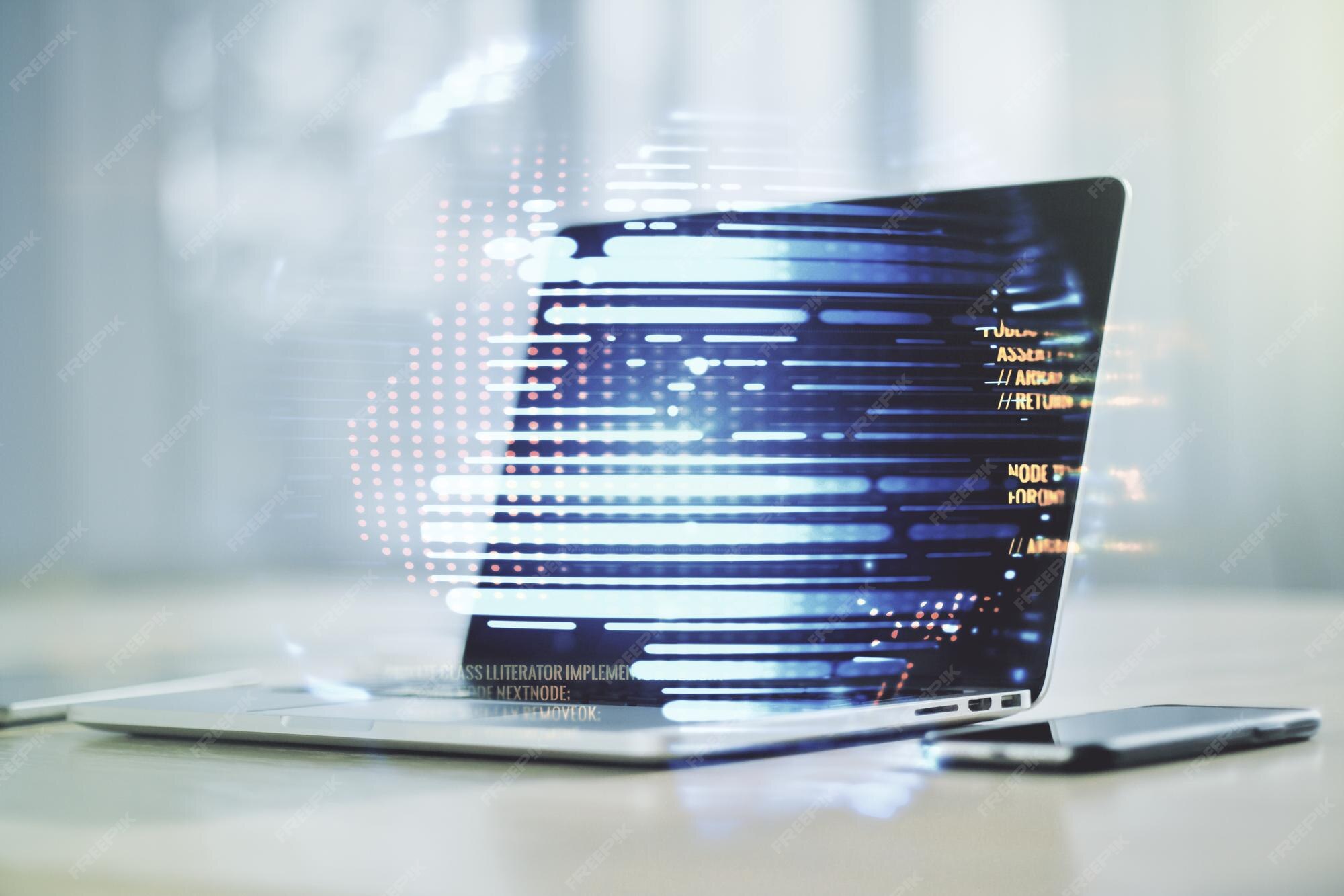 Premium Photo | Multi exposure of abstract programming language ...