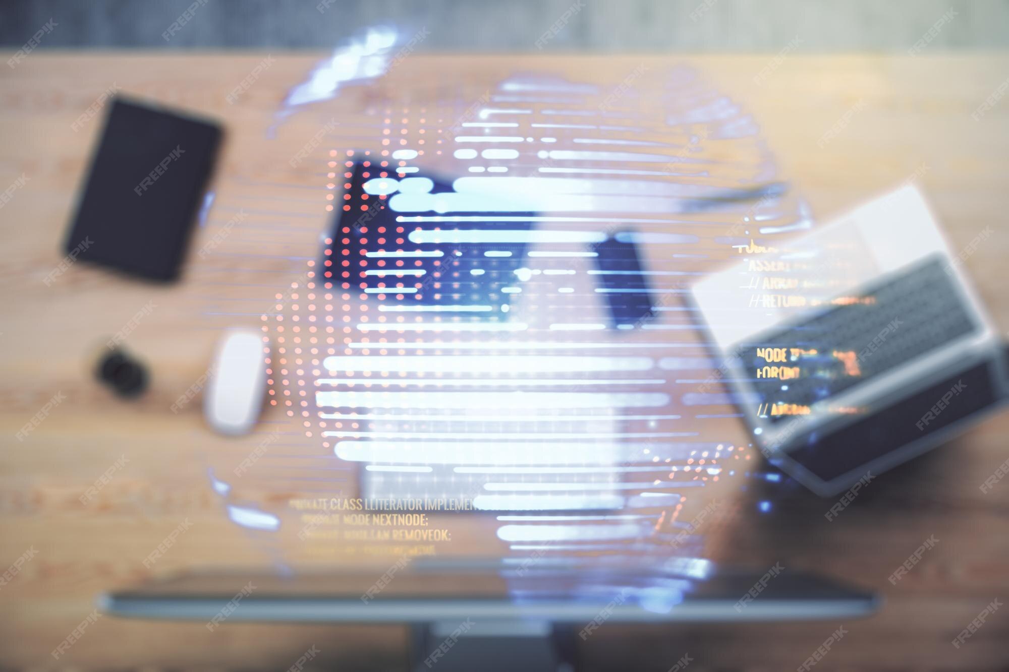 Premium Photo | Multi exposure of abstract programming language ...