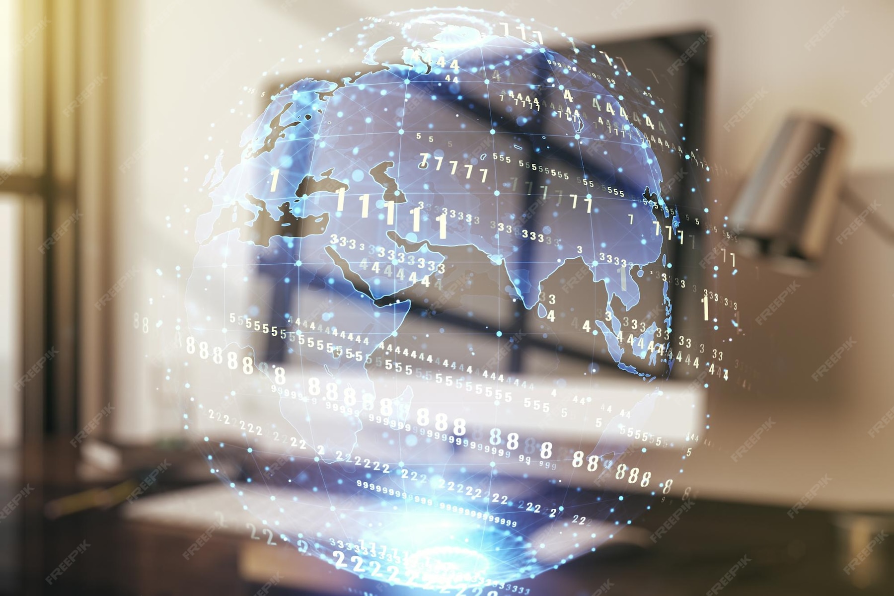 Premium Photo | Multi exposure of abstract programming language hologram with world map on ...