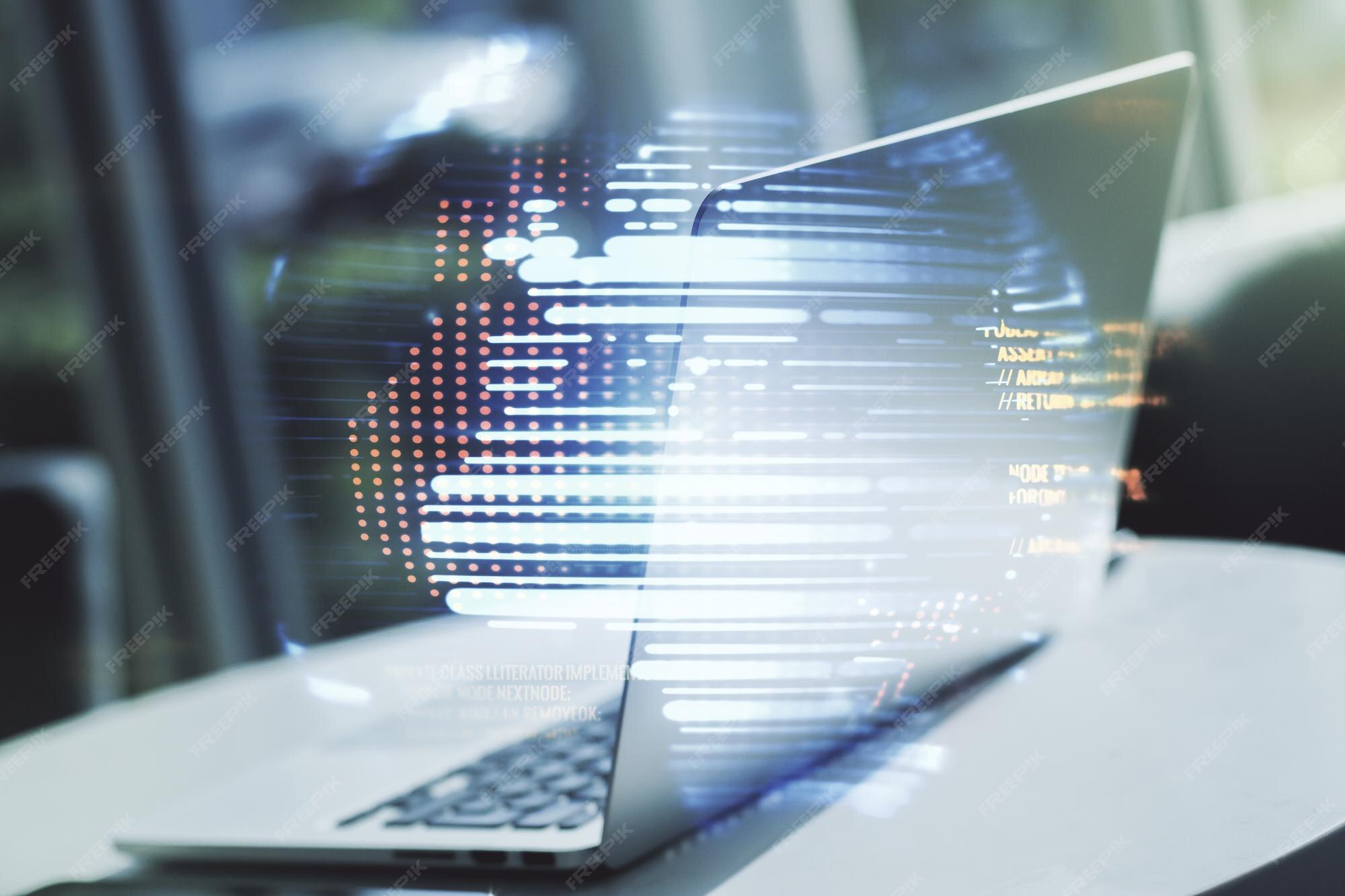 Premium Photo | Multi exposure of abstract programming language ...