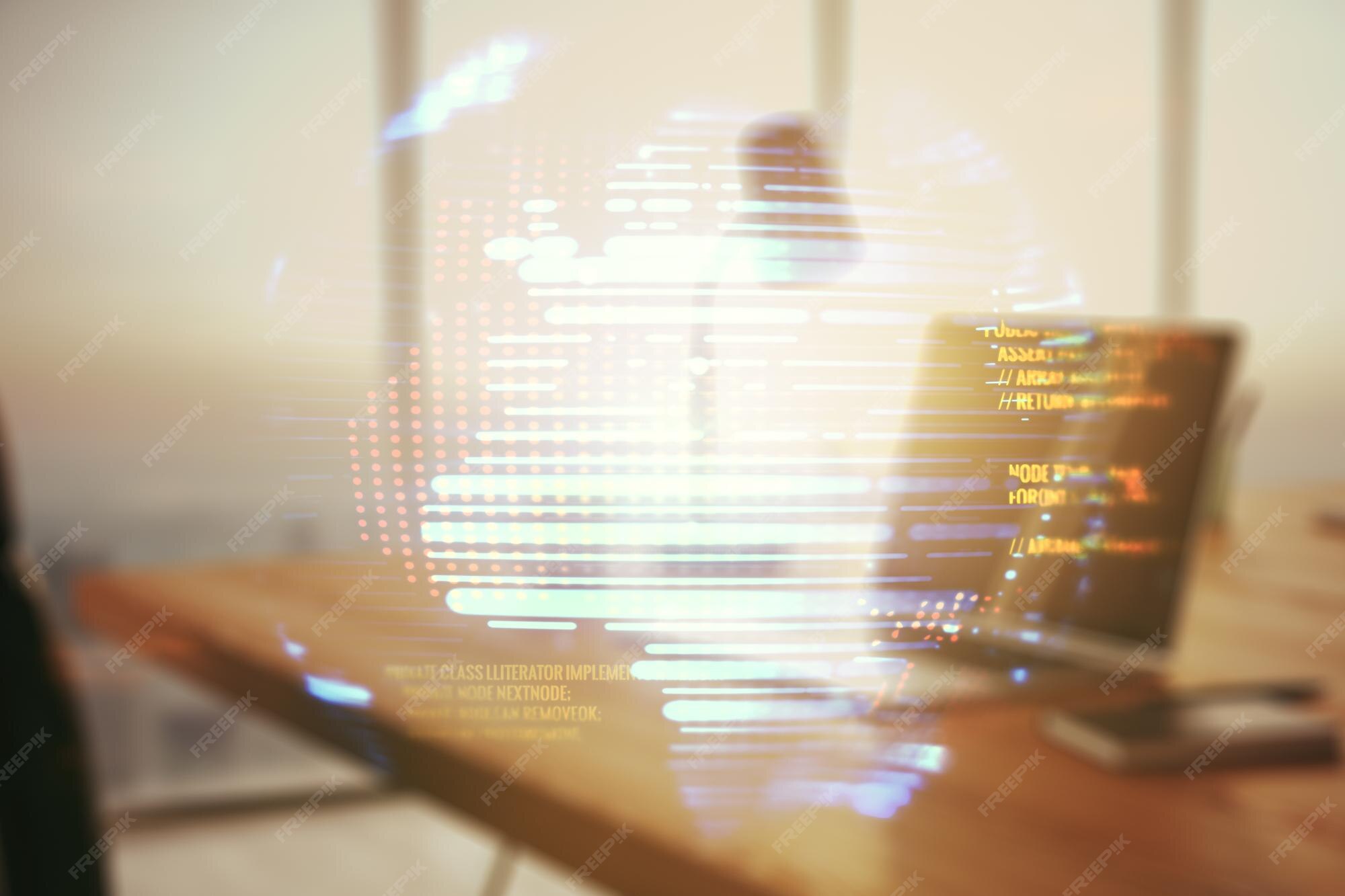 Premium Photo | Multi exposure of abstract programming language ...