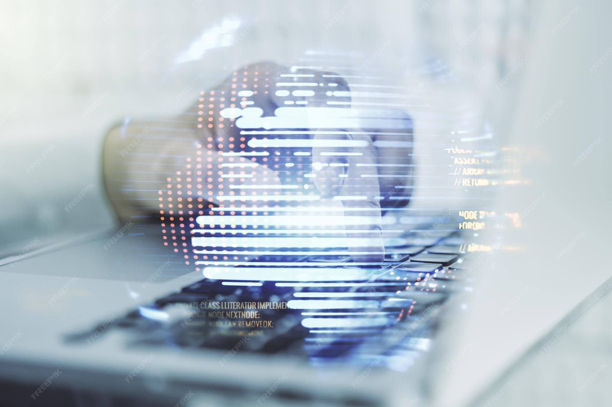 Premium Photo | Multi exposure of abstract programming language ...