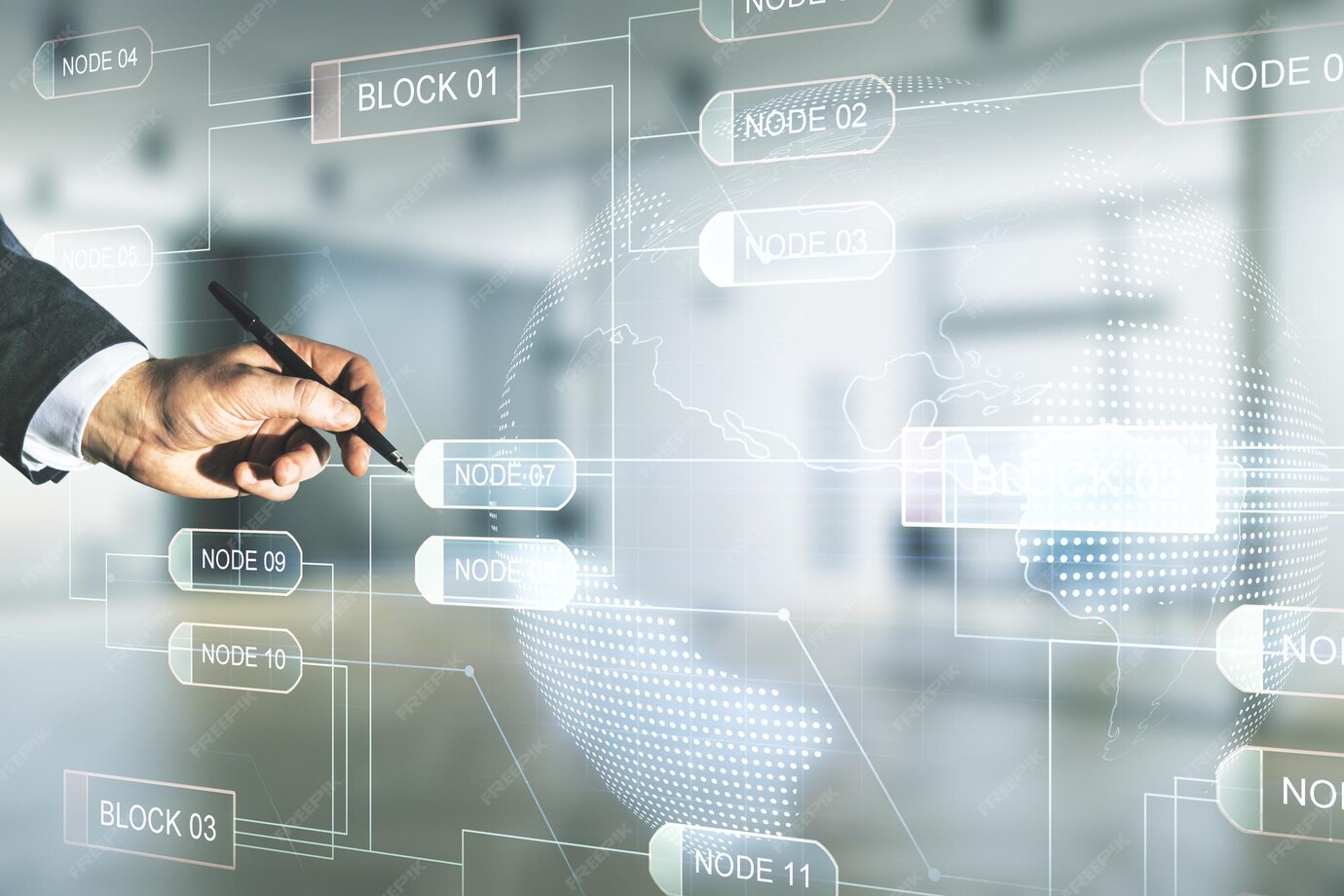 Premium Photo | Multi exposure of developer's hand with pen working with abstract programming ...