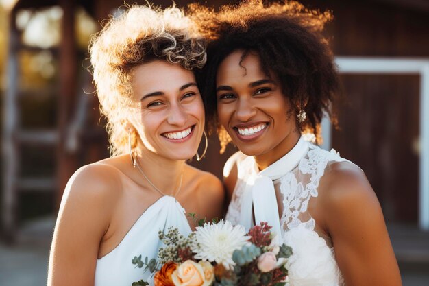 Premium Photo Multiethnic Lesbian Couple Posing