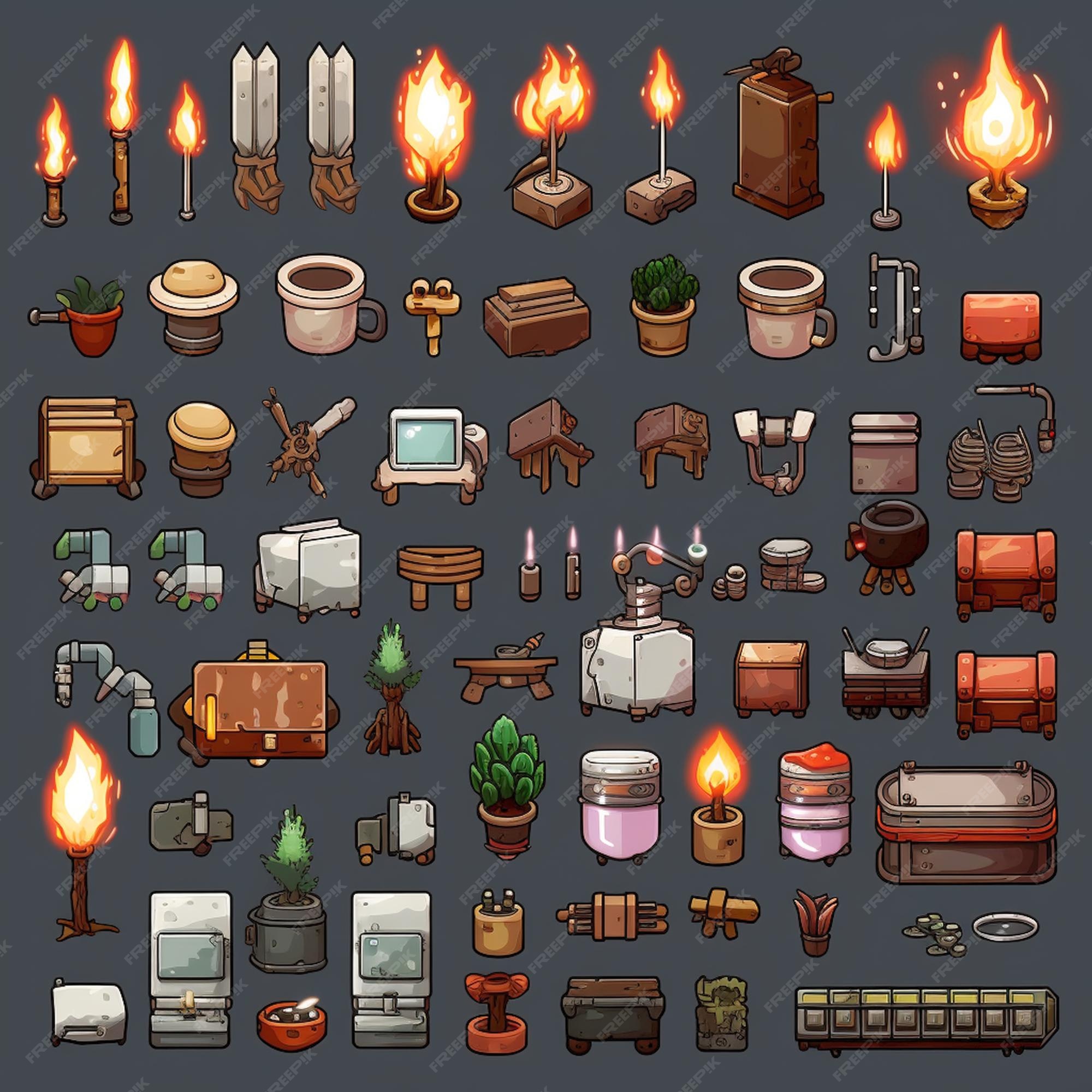 Premium Ai Image Multiple Item 2d Sprite Sheet Rpg Items Pixel Art