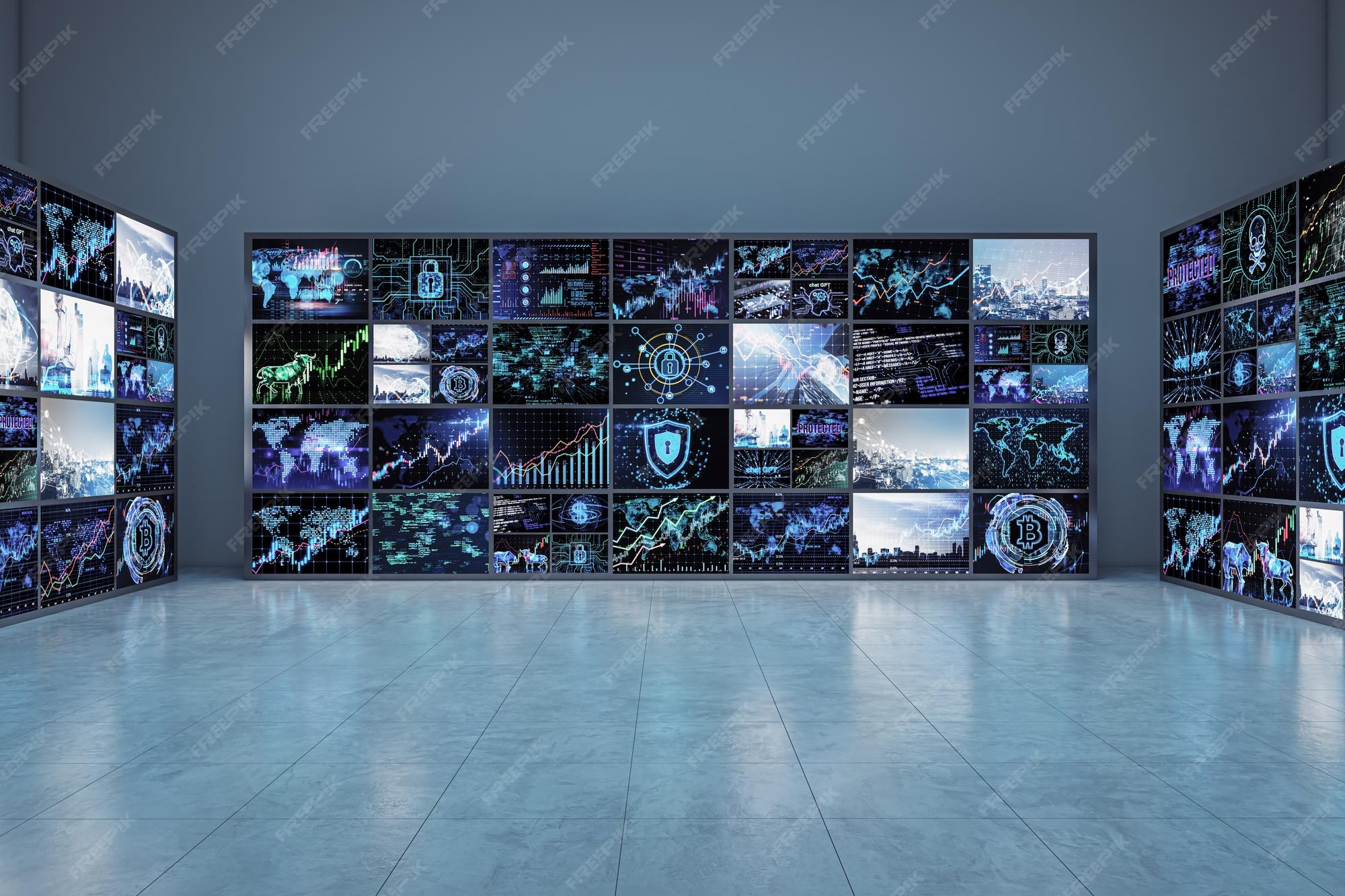 Premium Photo | Multiple screens displaying various graphs and data ...