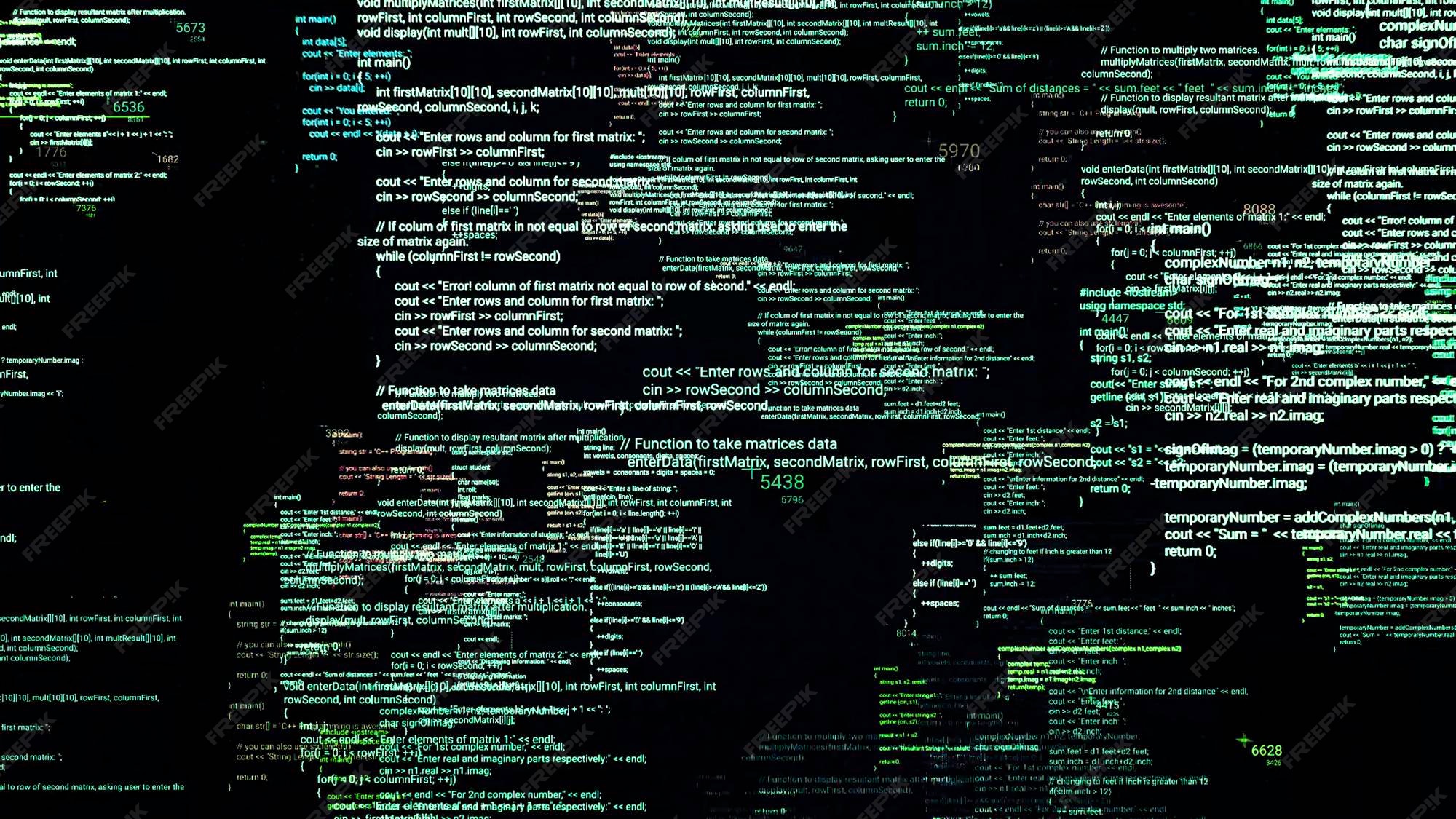 Premium Photo | Multiple source codes in matrix cyberspace animation ...