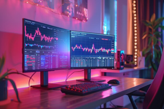 Premium Photo Multiscreen Computer Setup With Code And Analytics An