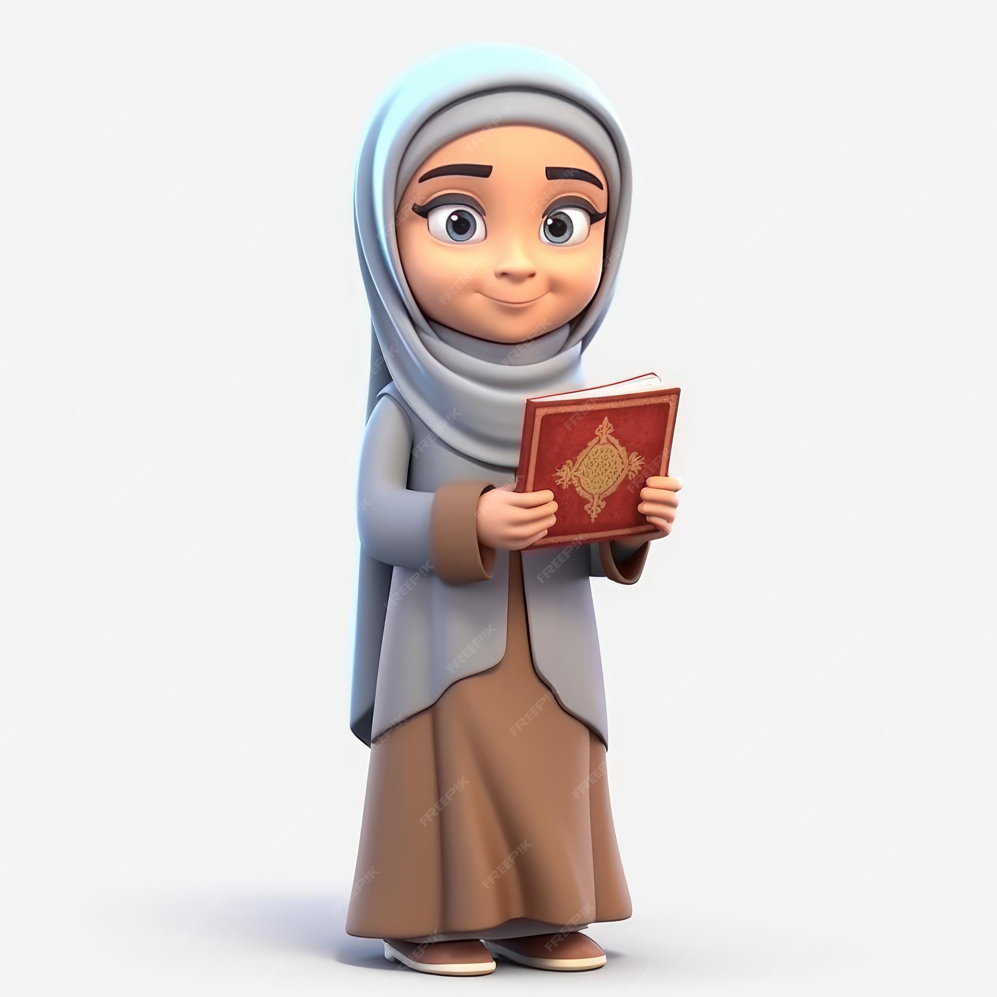 Premium Photo Muslim Girl Wearing Hijab 3d Generative Ai