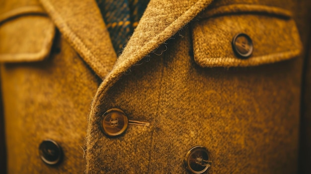 Premium Photo | Mustard Yellow Wool Coat with Detailed Buttons Premium Photo | Mustard Yellow Wool Coat with Detailed Buttons