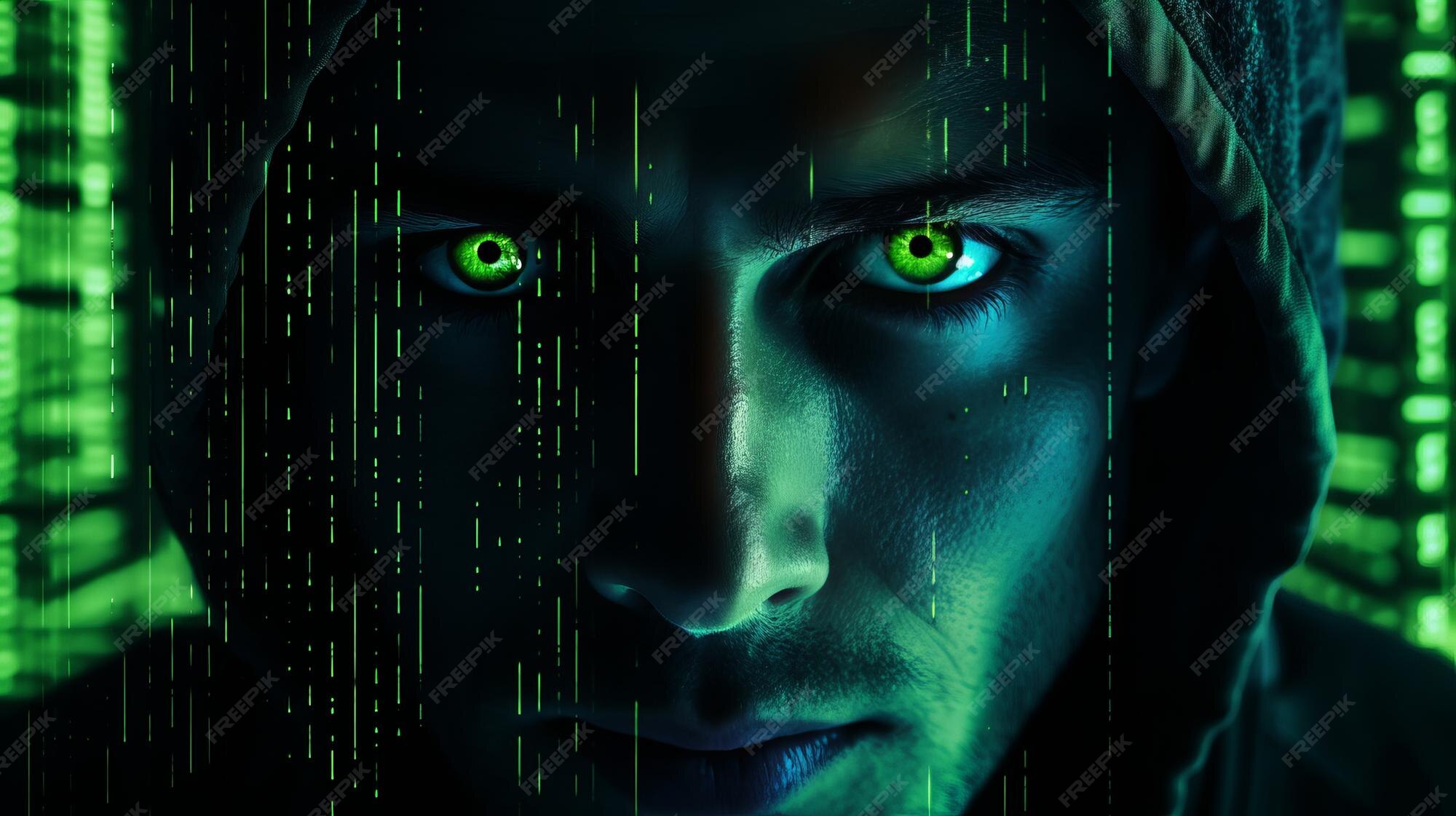 Premium AI Image | Mysterious face of anonymous hacker with glowing ...