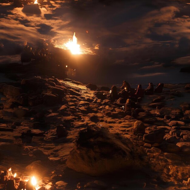 Premium AI Image | Mysterious fire scenes with atmospheric clouds and ... Premium AI Image | Mysterious fire scenes with atmospheric clouds and ...