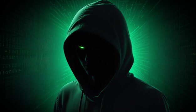 Premium AI Image | Mysterious Hacker in the Dark with Binary Code Premium AI Image | Mysterious Hacker in the Dark with Binary Code