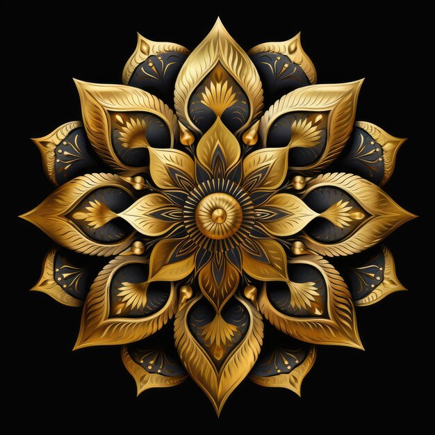 Premium AI Image | Mystical Serenity Golden Mandala on a Black Canvas Premium AI Image | Mystical Serenity Golden Mandala on a Black Canvas