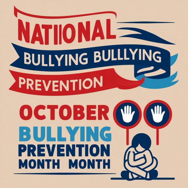 National Bullying Prevention Month in October Vector Illustration ... National Bullying Prevention Month in October Vector Illustration ...