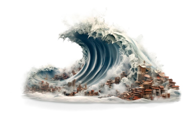 Premium Photo | Natural Disaster Tsunami Engulfs City Premium Photo | Natural Disaster Tsunami Engulfs City