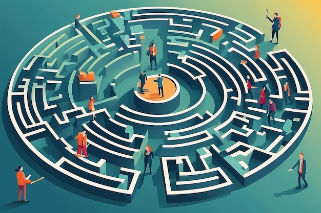 Premium Photo | Navigating Challenges Team Solving a Maze Together Flat ... Premium Photo | Navigating Challenges Team Solving a Maze Together Flat ...