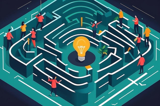 Premium Photo | Navigating Challenges Team Solving a Maze Together Flat ... Premium Photo | Navigating Challenges Team Solving a Maze Together Flat ...