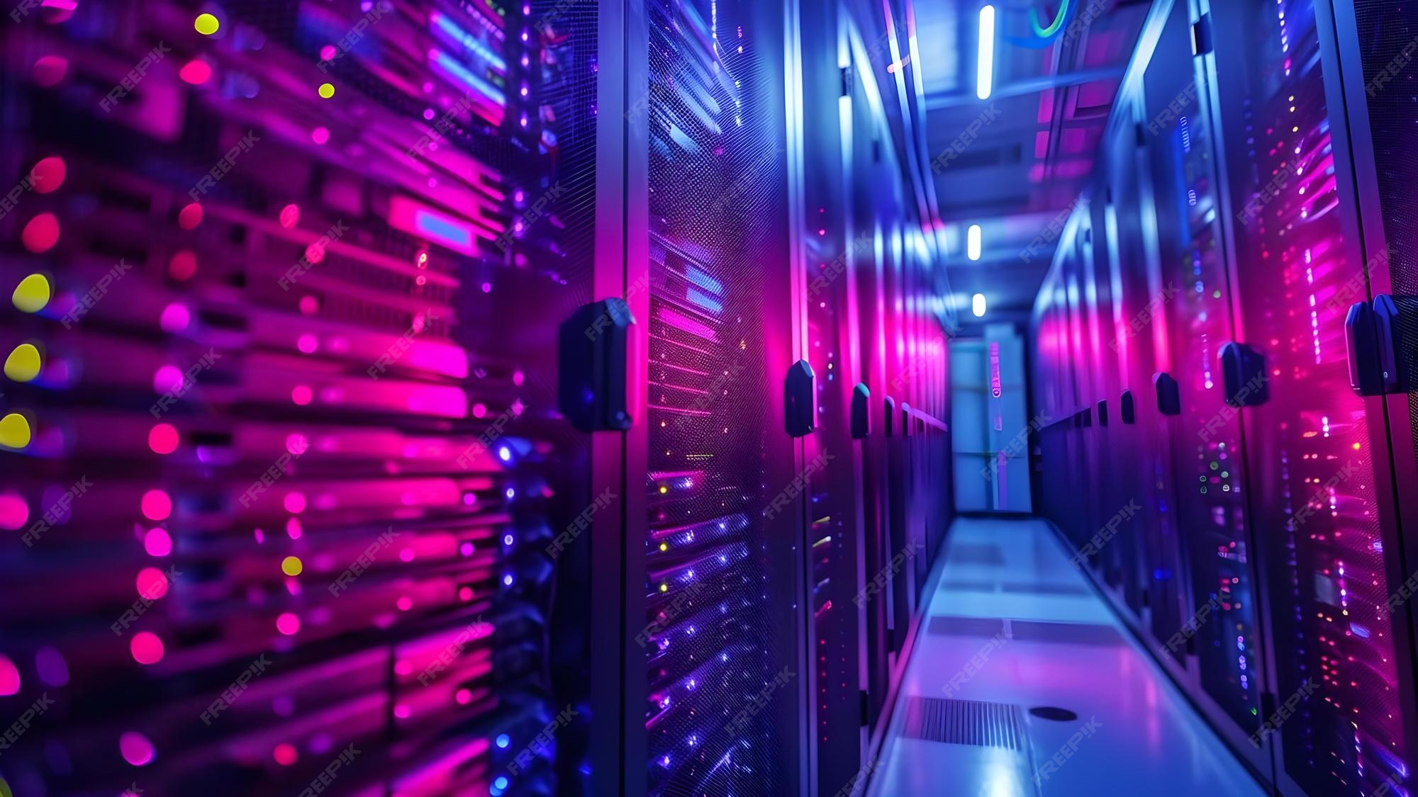 Premium Photo Neatly Stacked Computer Servers In Data Center Ready For Data Processing Concept