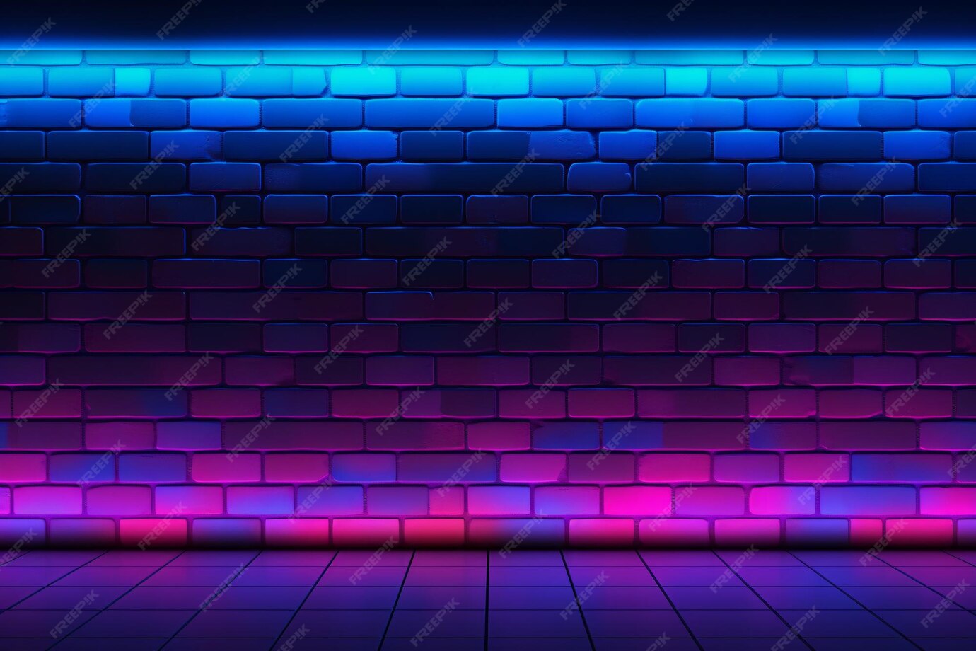 Premium Photo Neon Brick Wall Background Neon Brick Wallpaper Neon Lights On Brick Wall Room