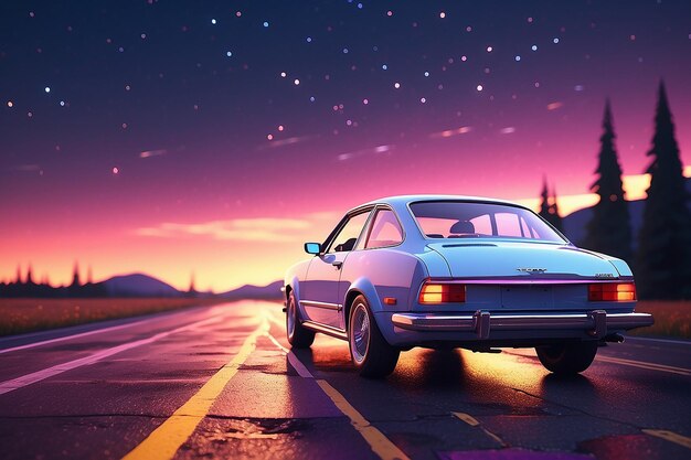 Premium Photo Neon Of A Car In A Colored Light City Very Cool Car