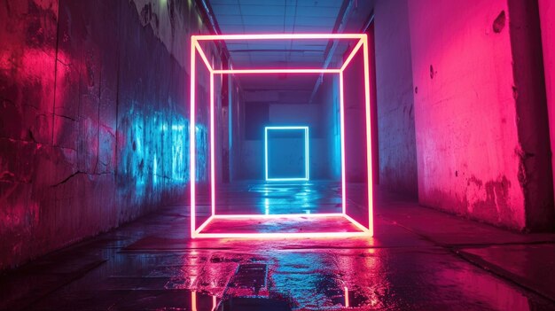 Premium Photo | A neon cube gracefully rotating in a mesmerizing ... Premium Photo | A neon cube gracefully rotating in a mesmerizing ...