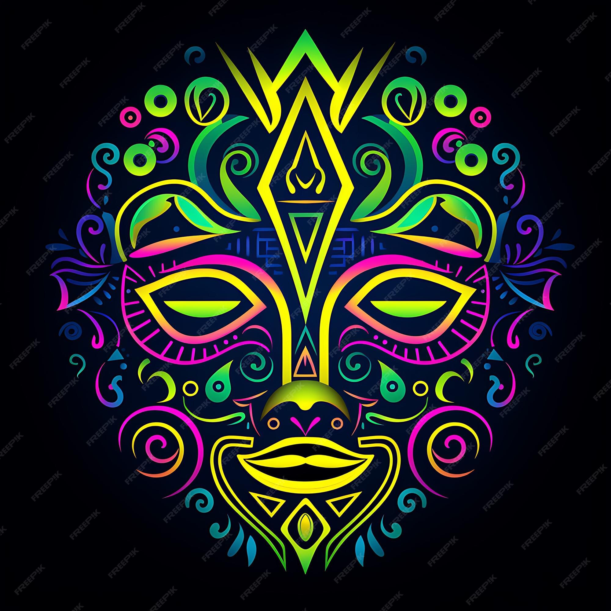 Premium Ai Image A Neon Mask Neon Outlines With Shape Neon Line Design Creative Art Simple And