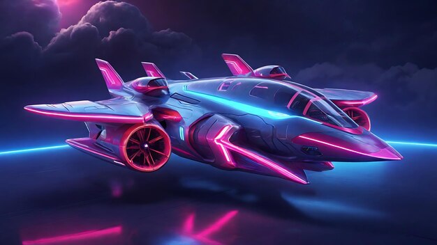 Premium Photo | Neon plane advanced ship generative ai Premium Photo | Neon plane advanced ship generative ai