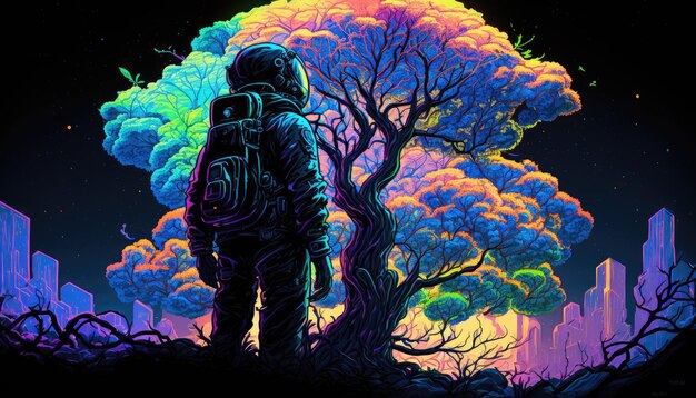 Premium AI Image | Neon Tree Interdimensional Gateway Generative AI Premium AI Image | Neon Tree Interdimensional Gateway Generative AI