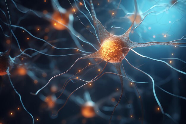 Premium AI Image | Nerve Cells microscopic view background Premium AI Image | Nerve Cells microscopic view background