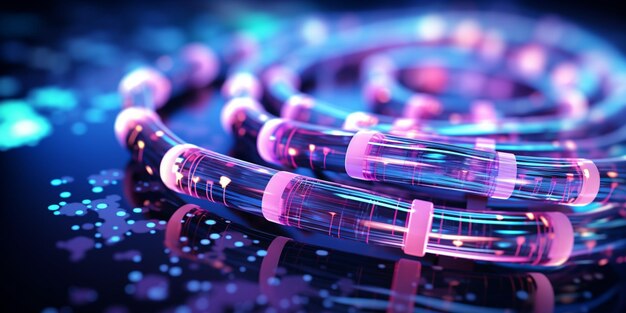 Premium AI Image | network cable neon lights Premium AI Image | network cable neon lights
