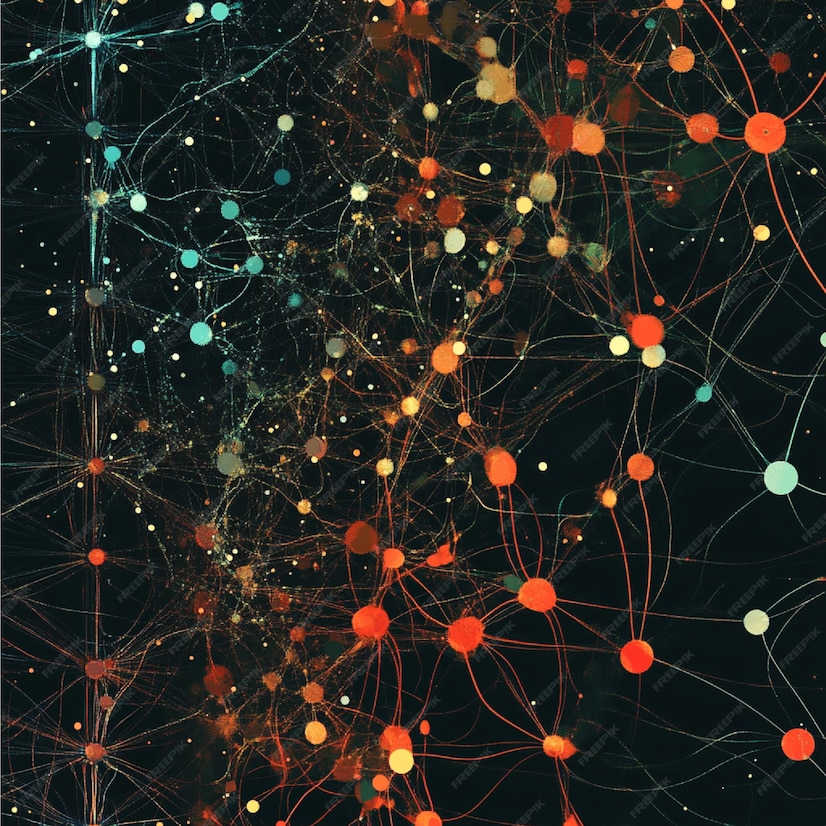 A neural network diagram with multiple layers visualizing the flow of ...