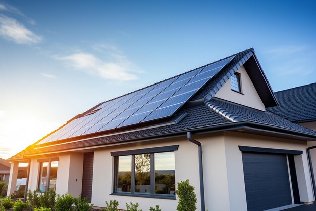 Premium AI Image | Newly Constructed Homes with Solar Panels Generative Ai Premium AI Image | Newly Constructed Homes with Solar Panels Generative Ai