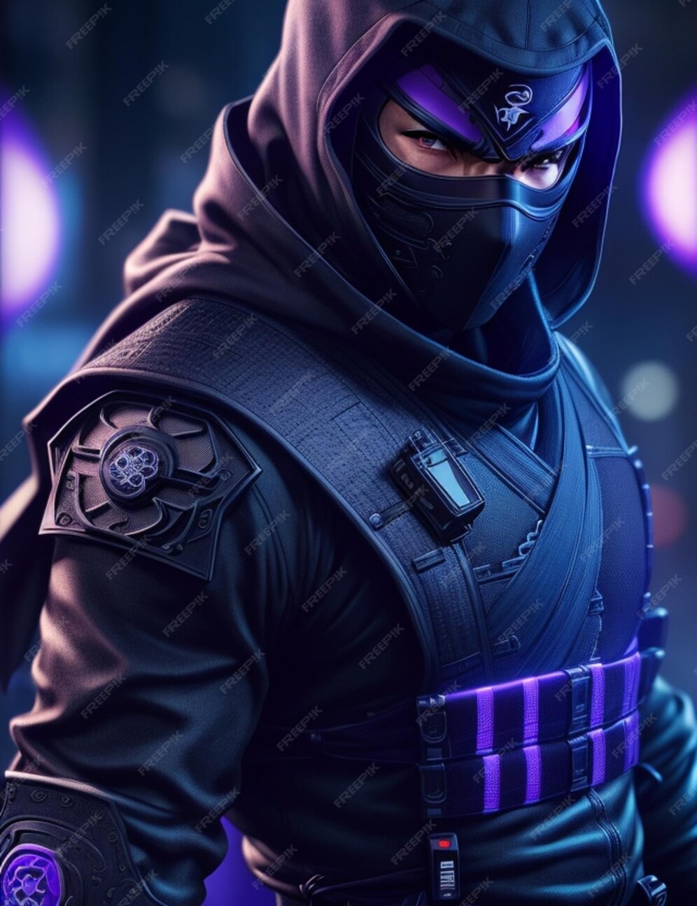 Premium Ai Image Ninja Cyborg Illustration