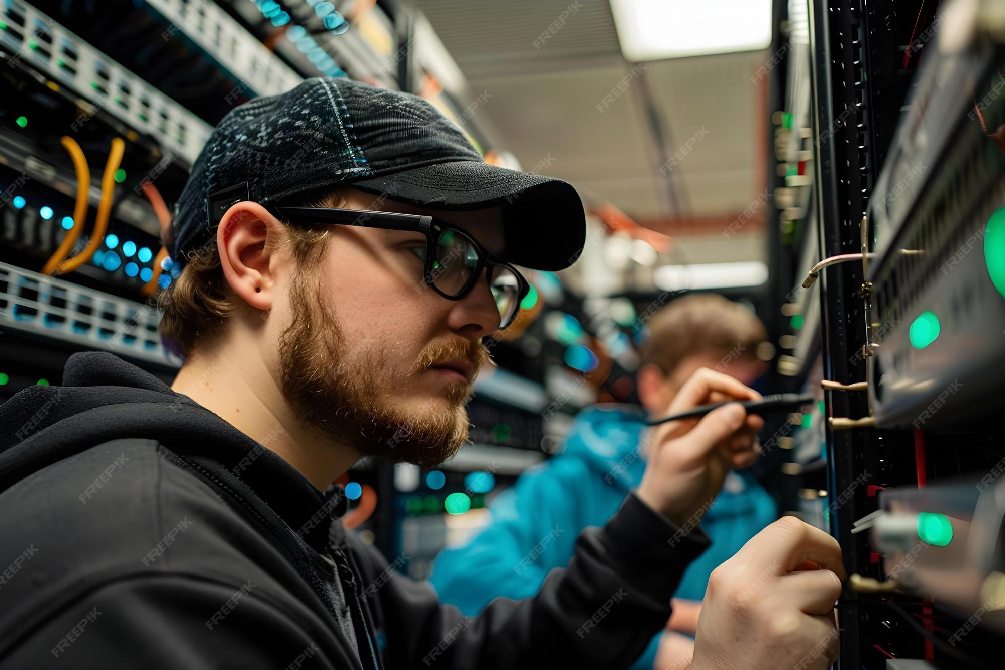 Premium Photo Noc Technicians Monitoring Network Traffic And