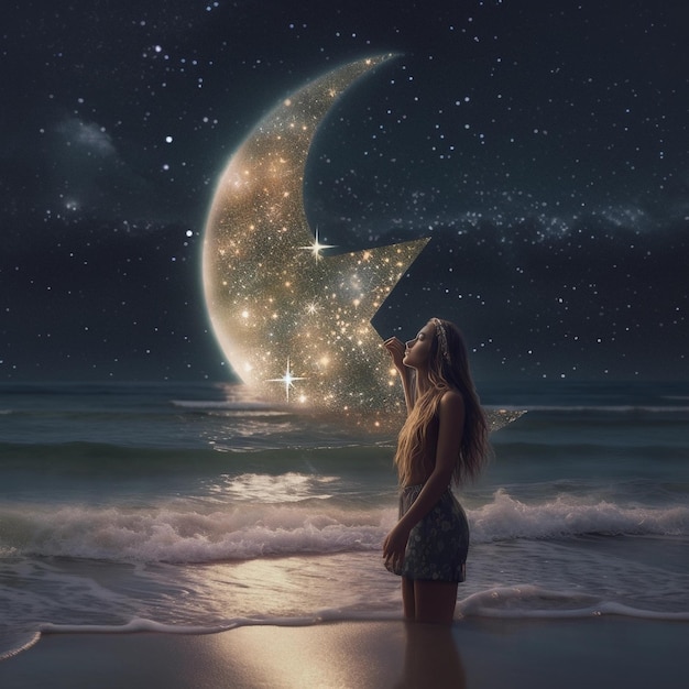 Premium AI Image | Nocturnal Wonders Moon and Magical Nights Premium AI Image | Nocturnal Wonders Moon and Magical Nights