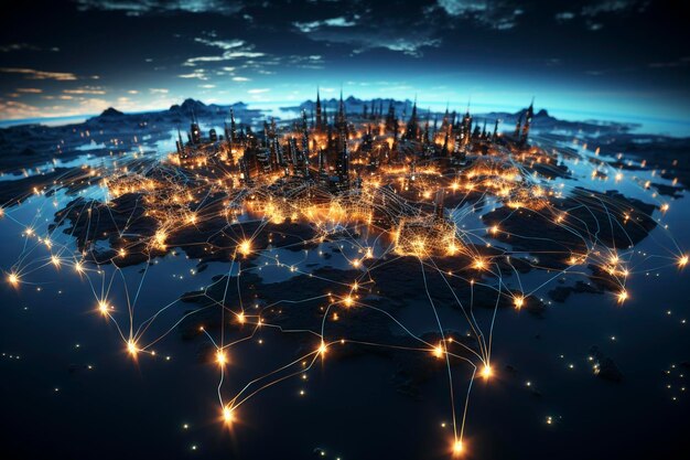 Premium Ai Image Nodes Connecting The World Created With Generative Ai
