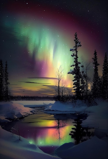 Premium AI Image | Northern Lights in winter AI Generated Premium AI Image | Northern Lights in winter AI Generated