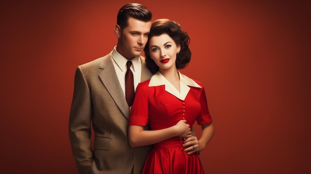 Premium Photo Nostalgic Duo Retrothemed Couple In Vintage Garb