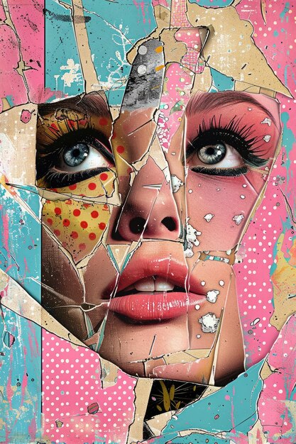 Premium Photo Nostalgic Pop Art Collage Vibrant Retro Vibes In Mesmerizing Fusion Of Colors