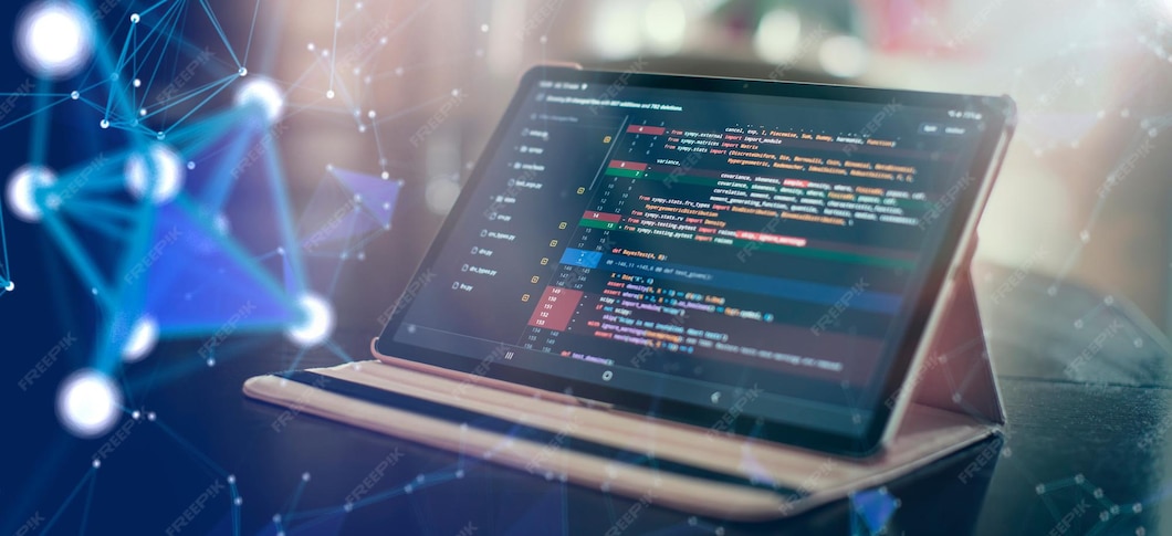Фотография крупным планом ноутбука Использование Css Javascript и Html Монитор крупным планом