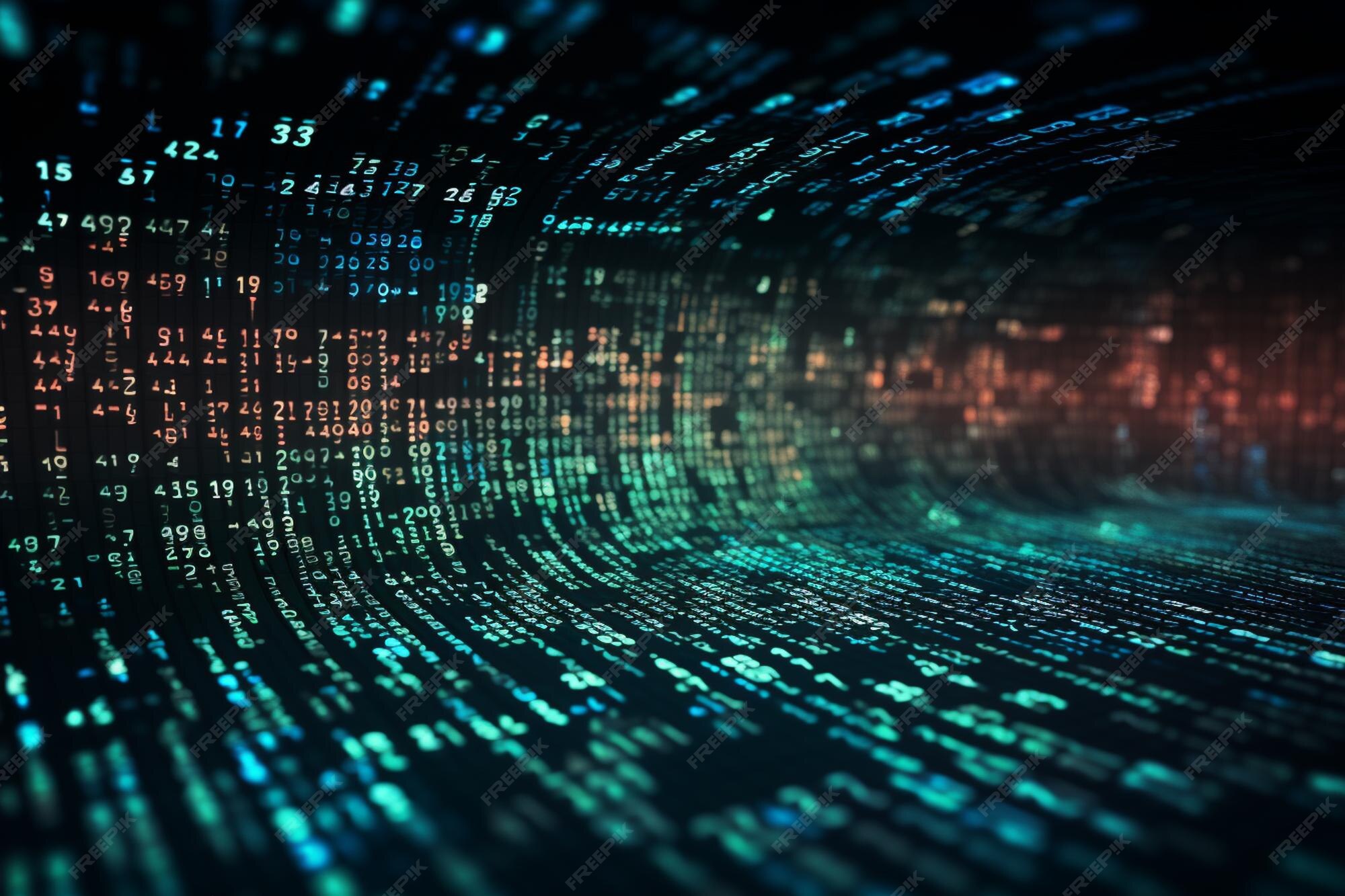 Numbers on the screen digital stream of binary code binary code matrix one zero | Premium AI ...