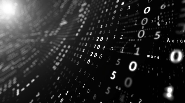 Numerical particles generated by computer binary bits and bytes ... Numerical particles generated by computer binary bits and bytes ...