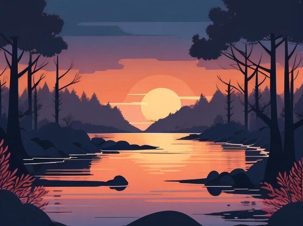 Premium Photo | Obsidian Mystique A Captivating Sunset Over the River Premium Photo | Obsidian Mystique A Captivating Sunset Over the River