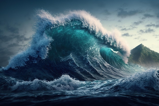 Premium AI Image | Ocean big wave Ai Wave crashing Premium AI Image | Ocean big wave Ai Wave crashing