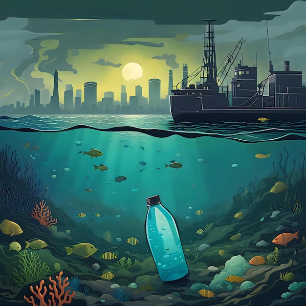 Ocean Contamination The Plastic Water Bottle Threat | Premium AI ... Ocean Contamination The Plastic Water Bottle Threat | Premium AI ...