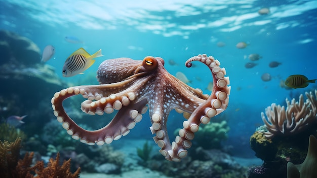 Premium Photo | Octopus swimming underwater Premium Photo | Octopus swimming underwater